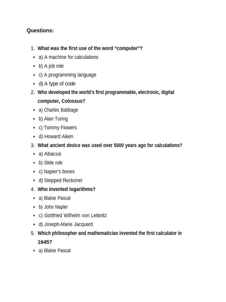 Computer History Quiz Questions | PDF | Steve Jobs | Computing