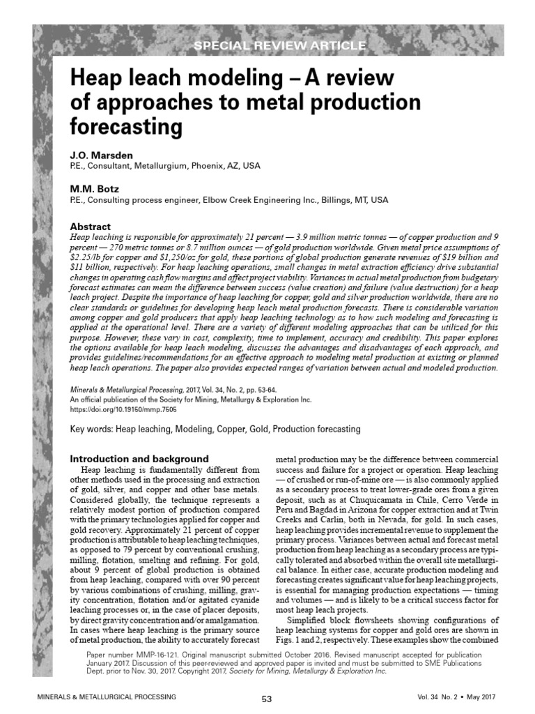 Heap Leach Modeling - A Review | PDF | Clay | Porosity