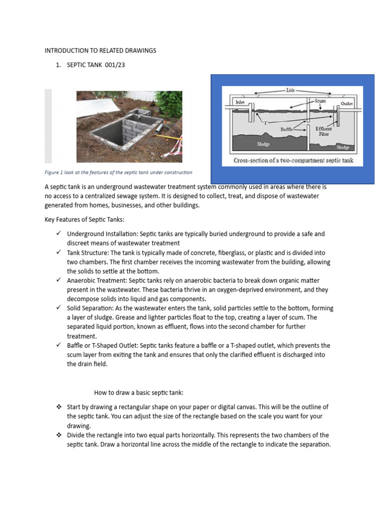 Septic Tank Drawing Guide | PDF | Septic Tank | Sewage Treatment