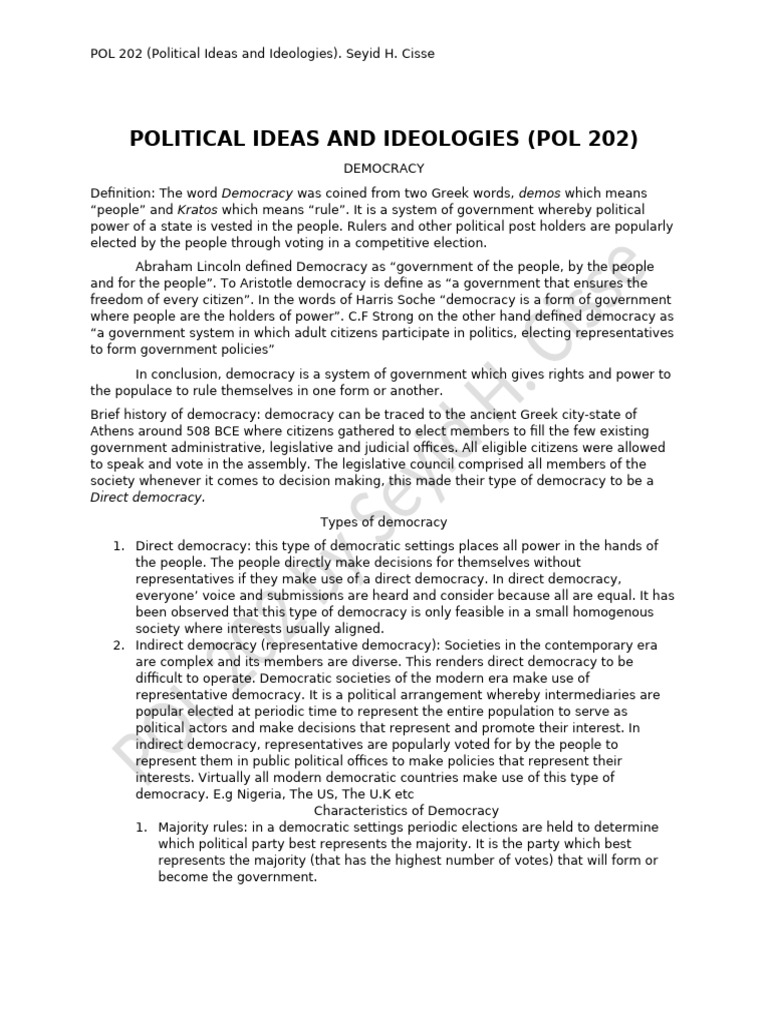 Types and Theories of Democracy | PDF | Democracy | Political Ideologies