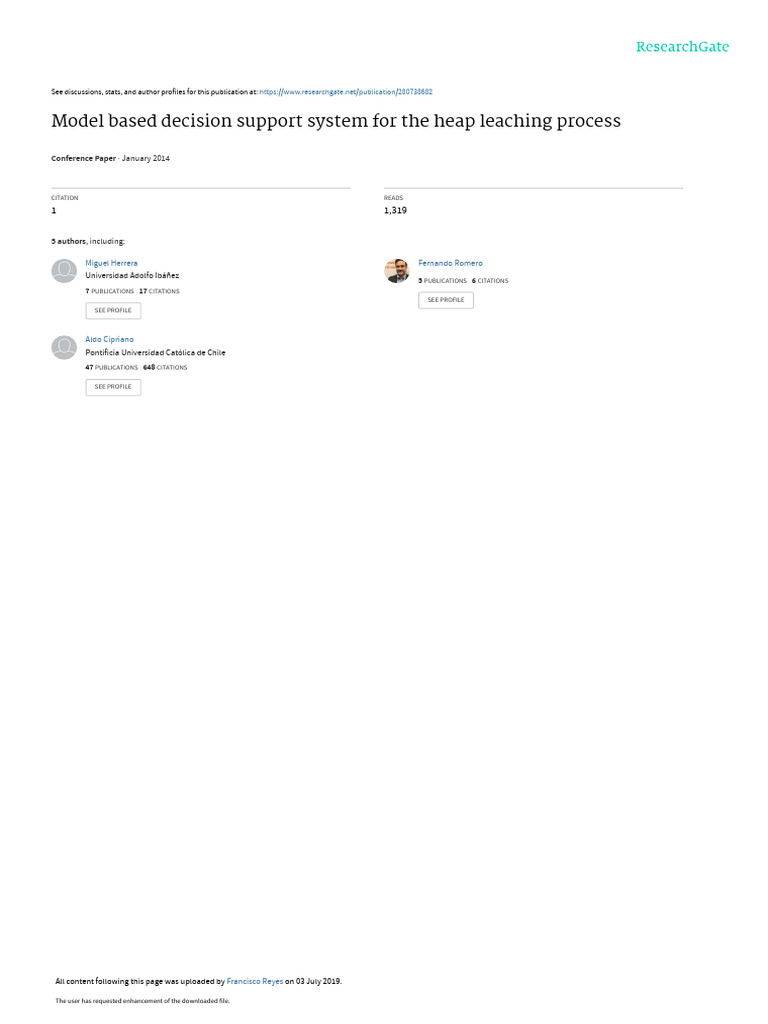 Model Based Decision Support System For The Heap Leaching Process | PDF