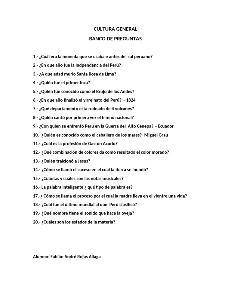 Banco de Preguntas | PDF