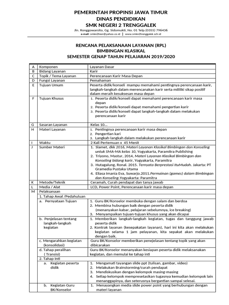 RPL PERENCANAAN KARIR MASA DEPAN (Genap) | PDF