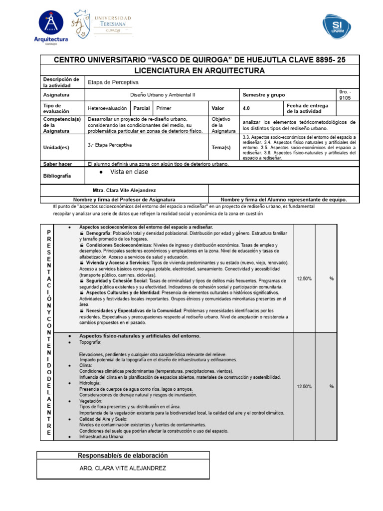 Act. 3 - Etapa de Percepci-N (Dise-O Urbano y Ambiental II) | PDF | Infraestructura | Clima
