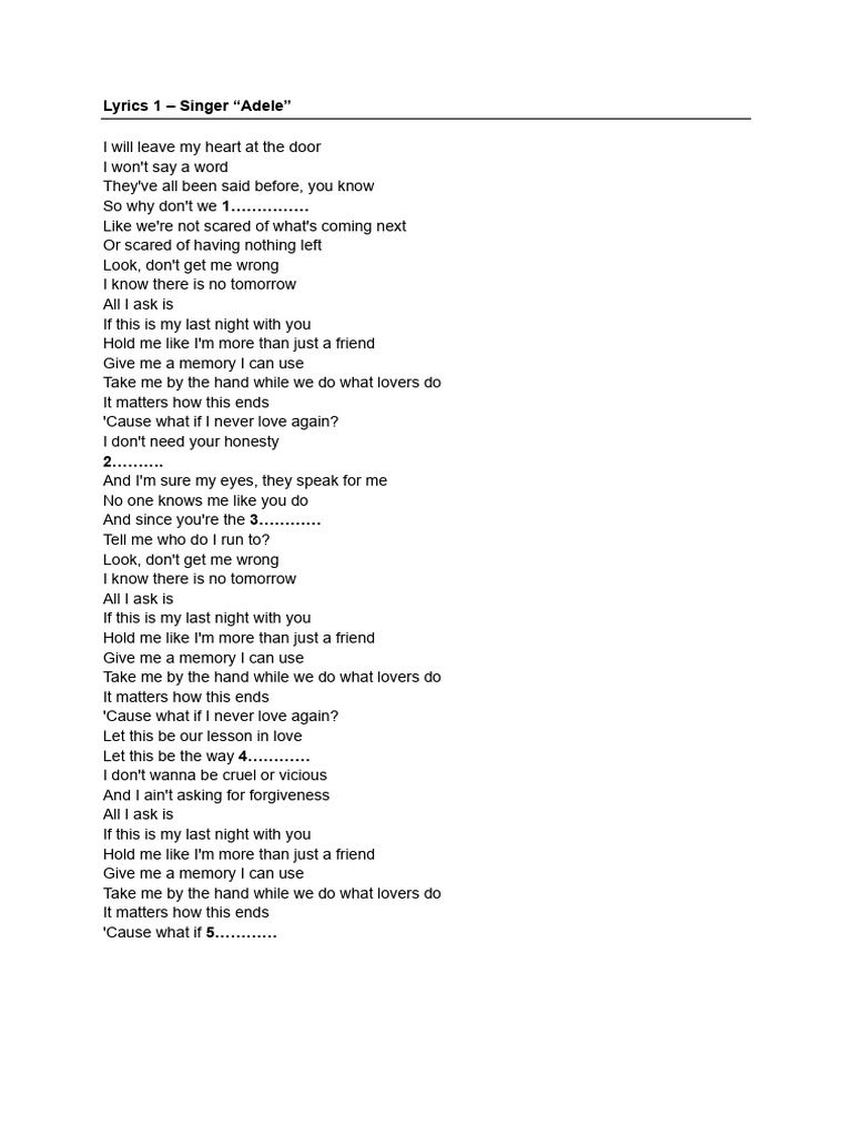 Emotional Lyrics from Popular Artists | PDF