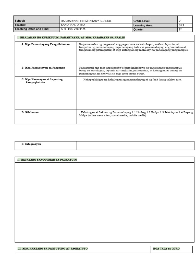 Q1 - LE - SPJ 5 - FIL - Week 2 | PDF