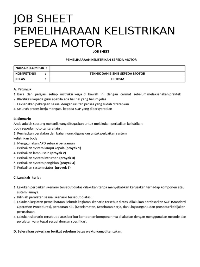 Jobsheet Kelas Xii | PDF