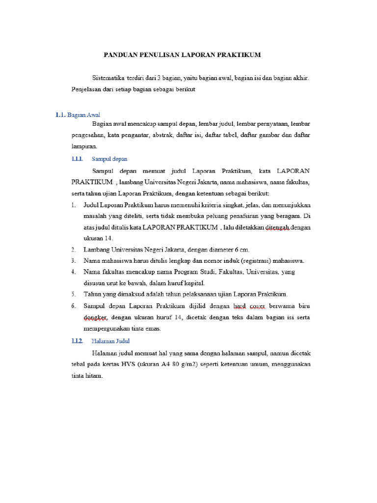 Panduan Penulisan Laporan Praktikum PDF | PDF