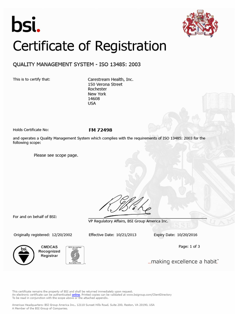 Iso Cert-Fm - 72498 - 31oct2013 | PDF | Radiography | Medical Imaging