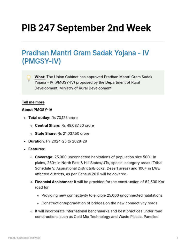 PIB 247 September 2nd Week | PDF | Electric Vehicle | Startup Company