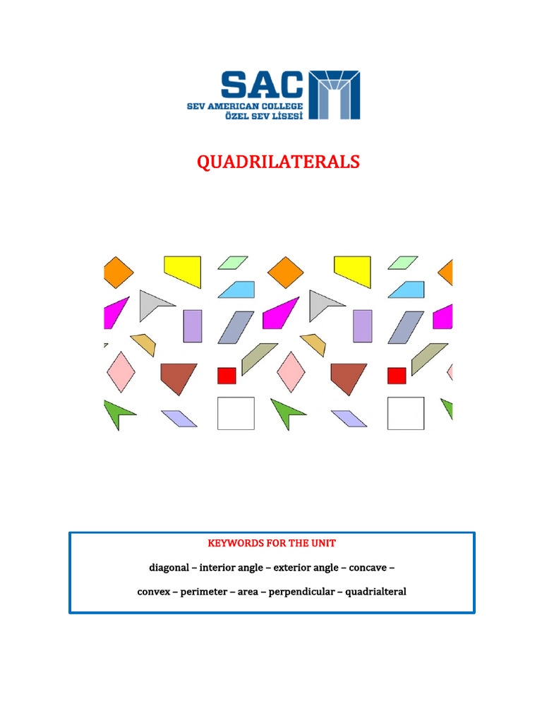 Quadrilaterals Lecture Notes Pdf Geometry Convex Geometry