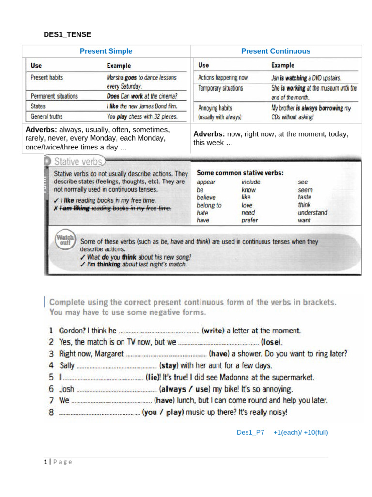 DES1 Tense | PDF