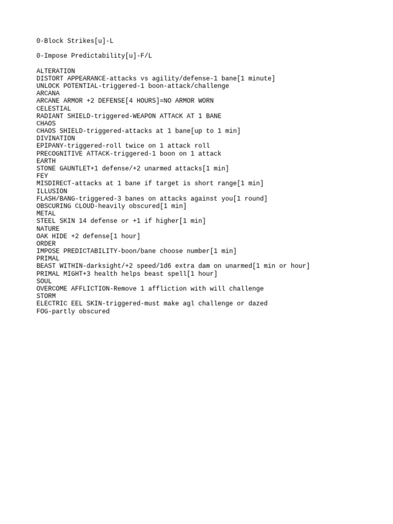 SOTDL Zero Spells | PDF