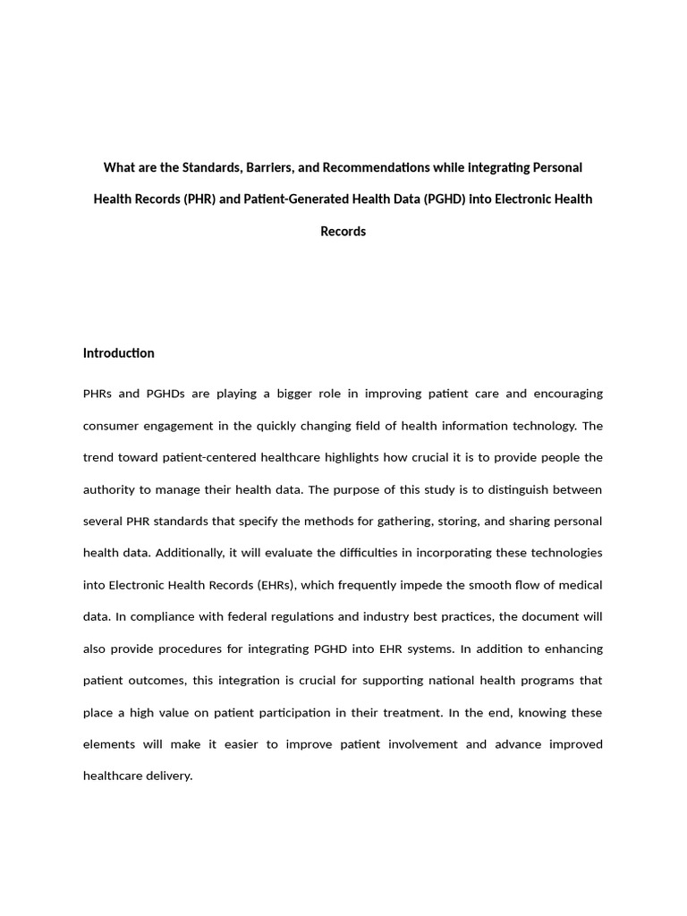 Integrating Consumer Information Into An EHR Assignment | PDF ...