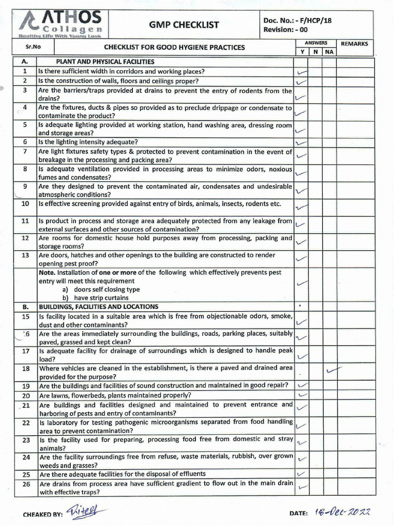 GMP Check List - 0001 | PDF