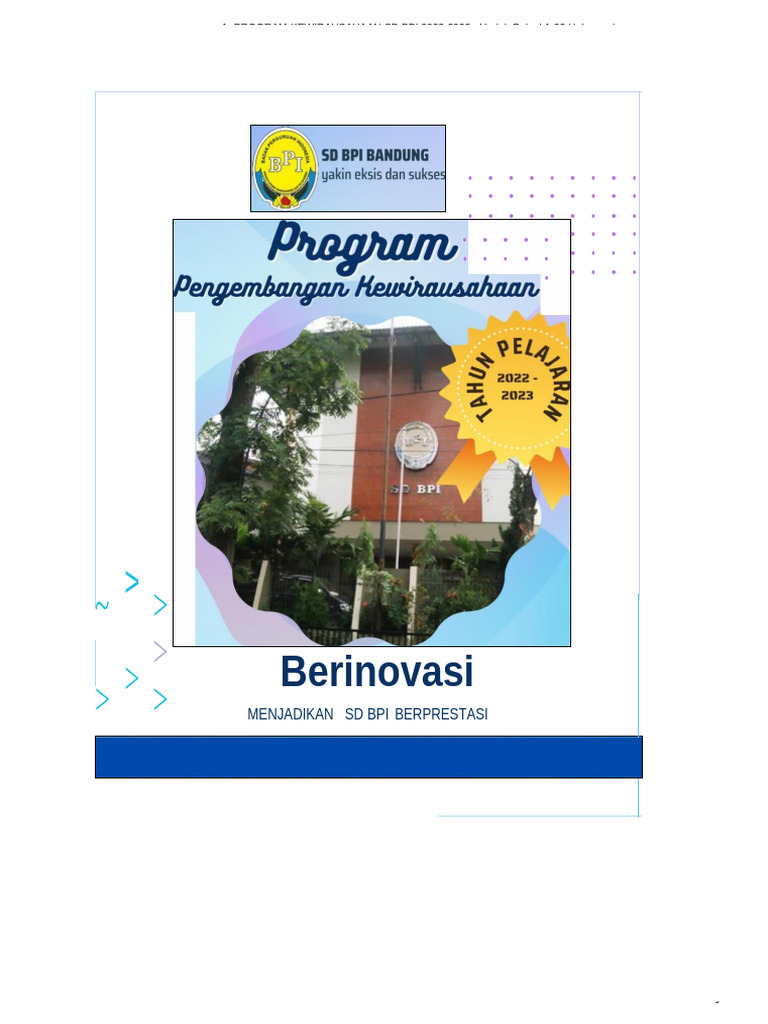 Program-Kewirausahaan-Sd Bpi 2022-2023 | PDF
