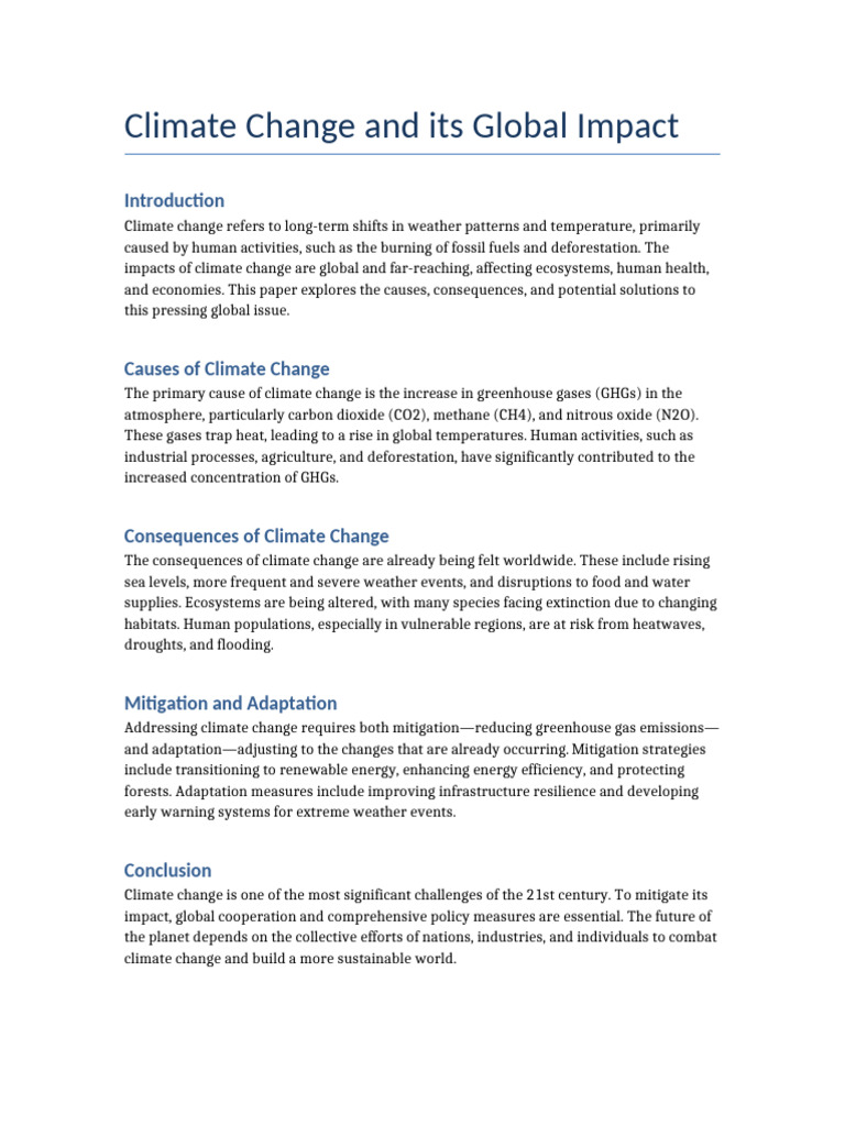 Climate Change and Its Global Impact | PDF