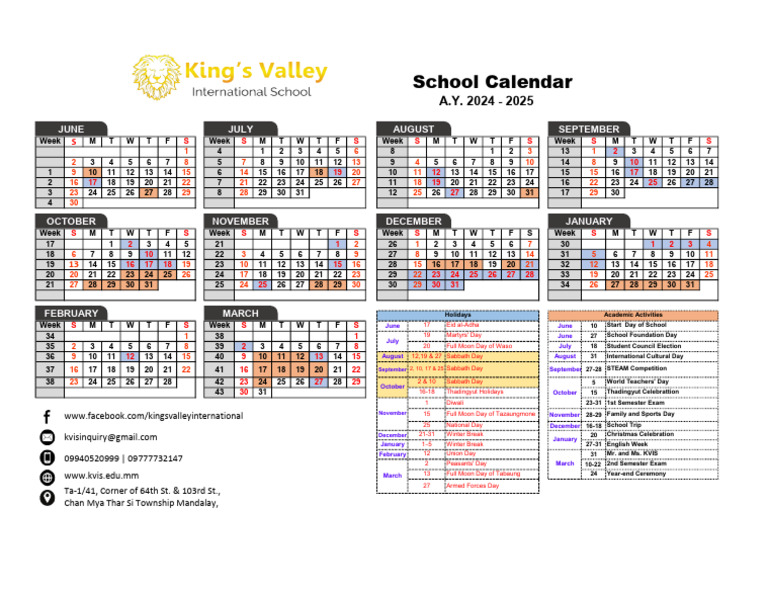 School Calendar AY 2024-2025 With Sabbath Holidays | PDF | Traditions | Religious Holidays