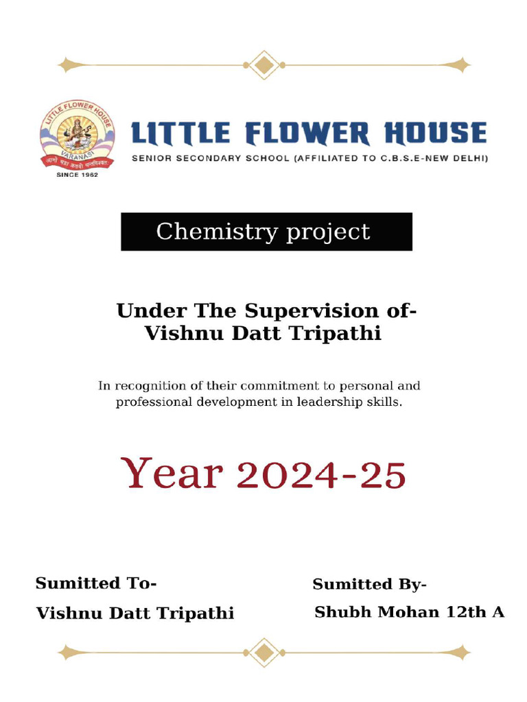 Chemistry Project (Shubh Mohan 12A) | PDF