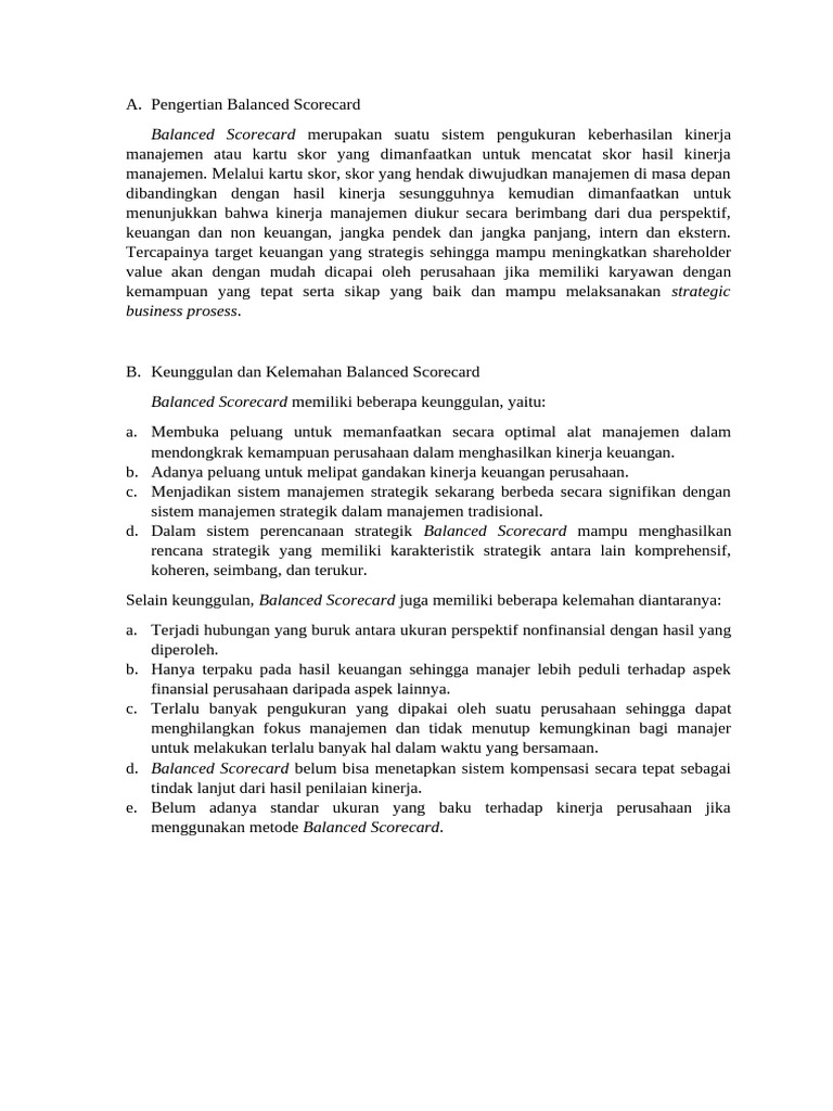 Materi Balanced Scorecard | PDF