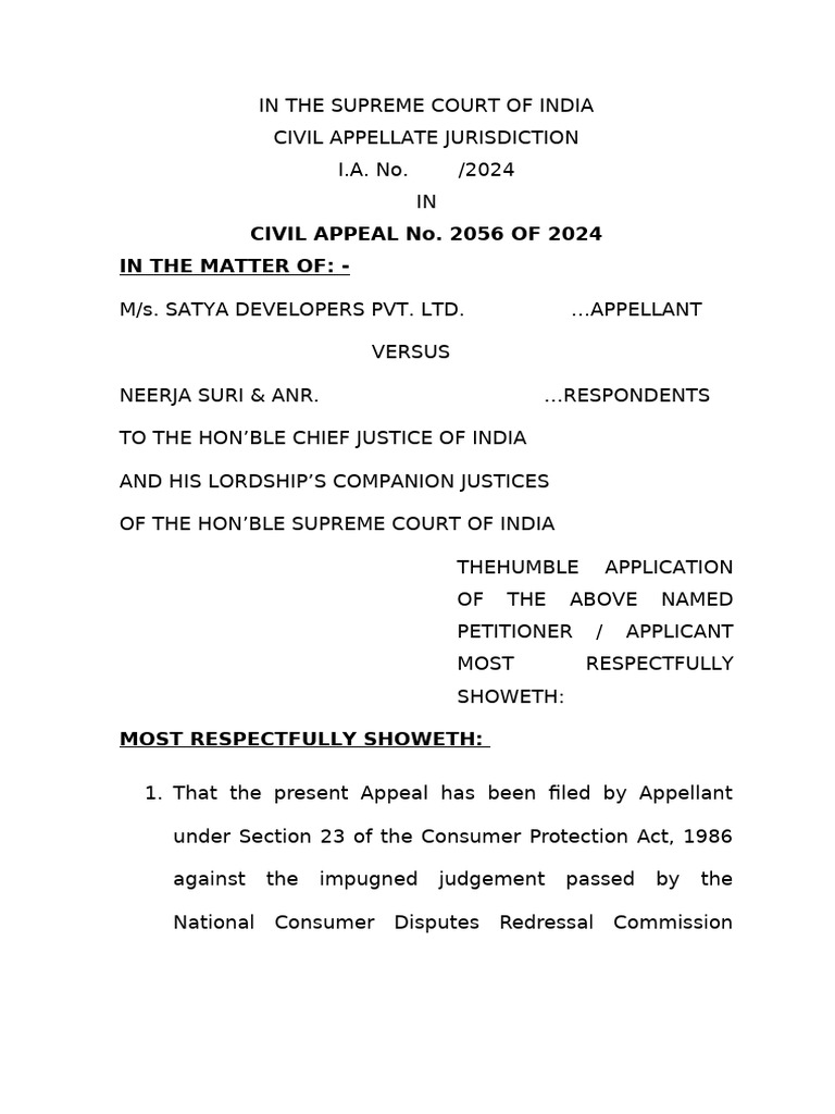 Application For Permission To File Rejoinder | PDF | Appeal | Affidavit