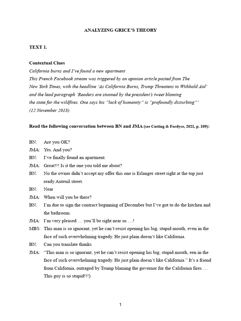 Grice's Theory: Analyzing Conversational Maxims | PDF | Language Arts ...