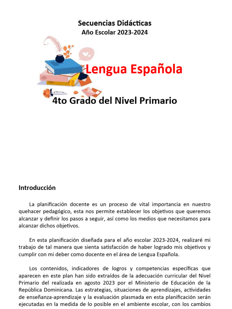 Español 4to Primaria 2024-25 | PDF | Evaluación | Educación primaria