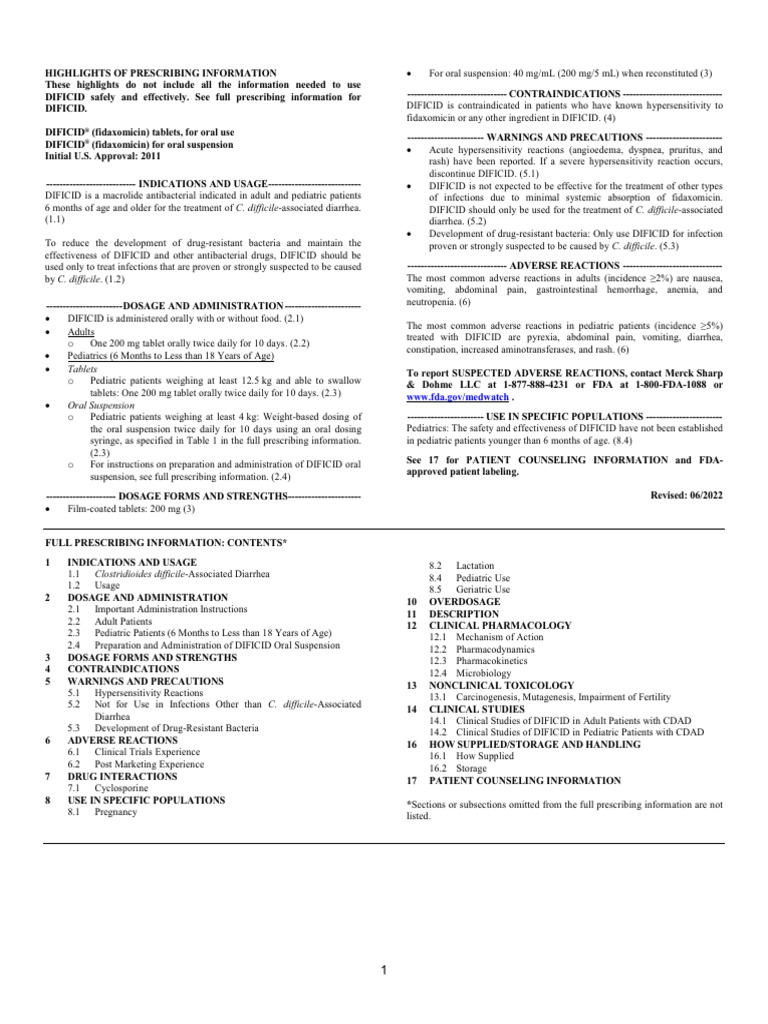 D Dificid Dificid Pi | PDF | Drugs | Medical Treatments
