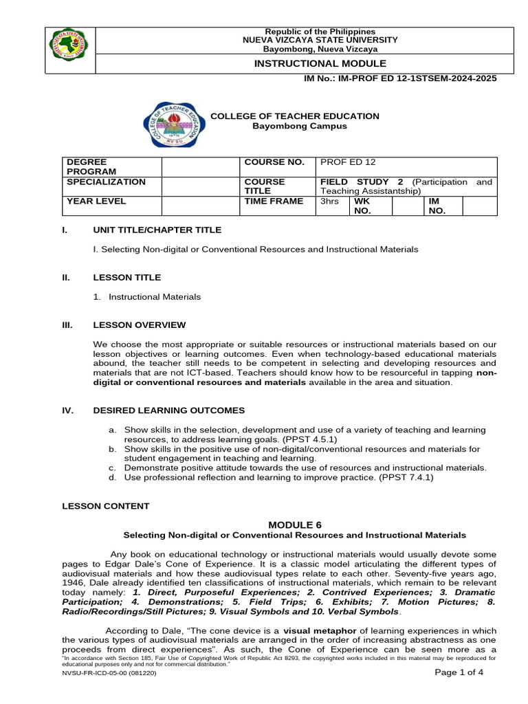 FS 2 - Module 6 | PDF | Learning | Teachers