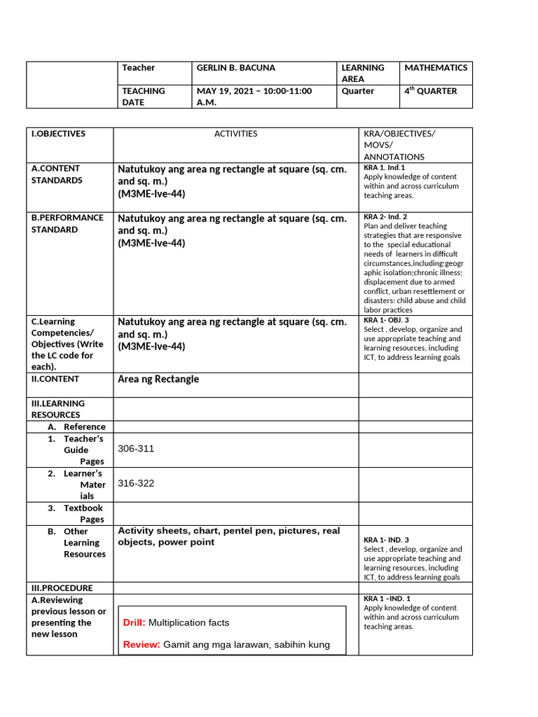 Cot Math 3 | PDF | Learning | Behavior Modification