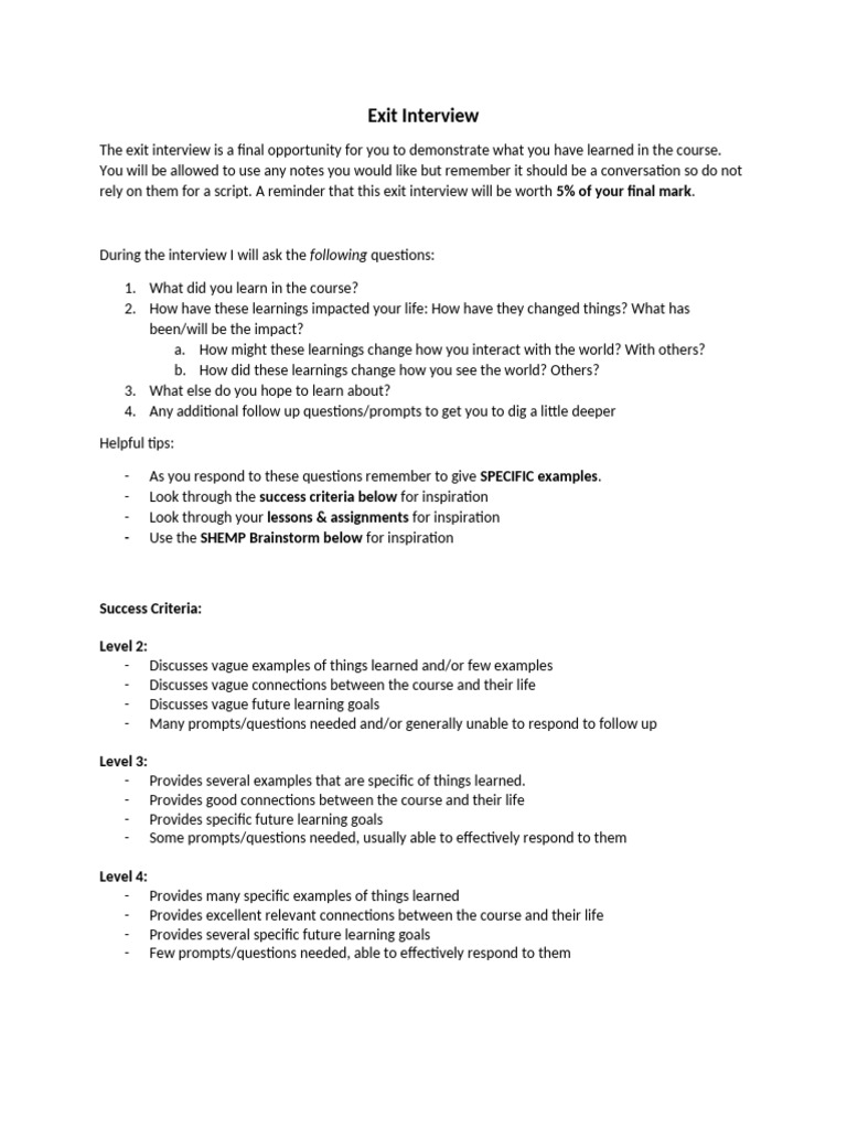 Exit Interview (HSP - 2024) | PDF | Career & Growth