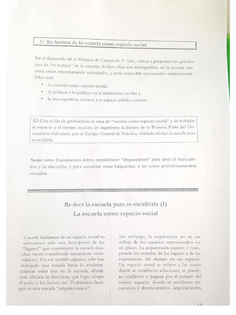 Re-escribir la escuela como espacio social (2) | PDF
