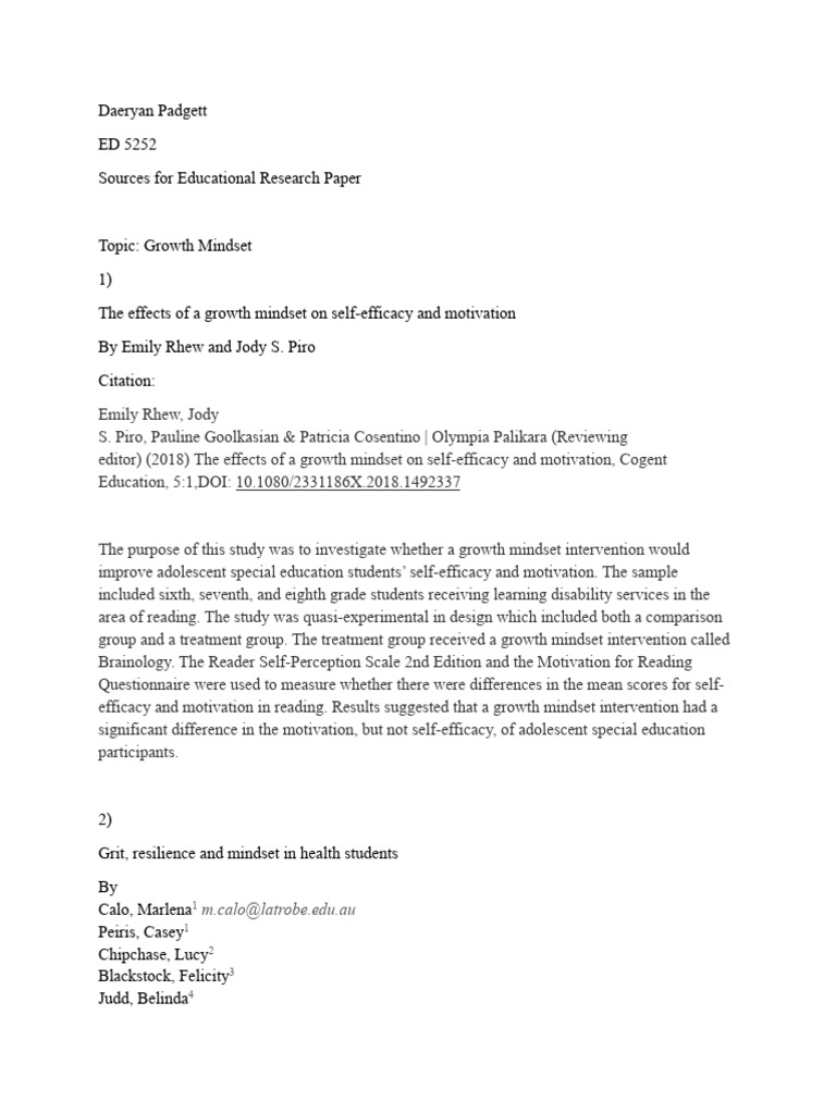 Educational Research Paper Outline | PDF | Psychological Resilience ...