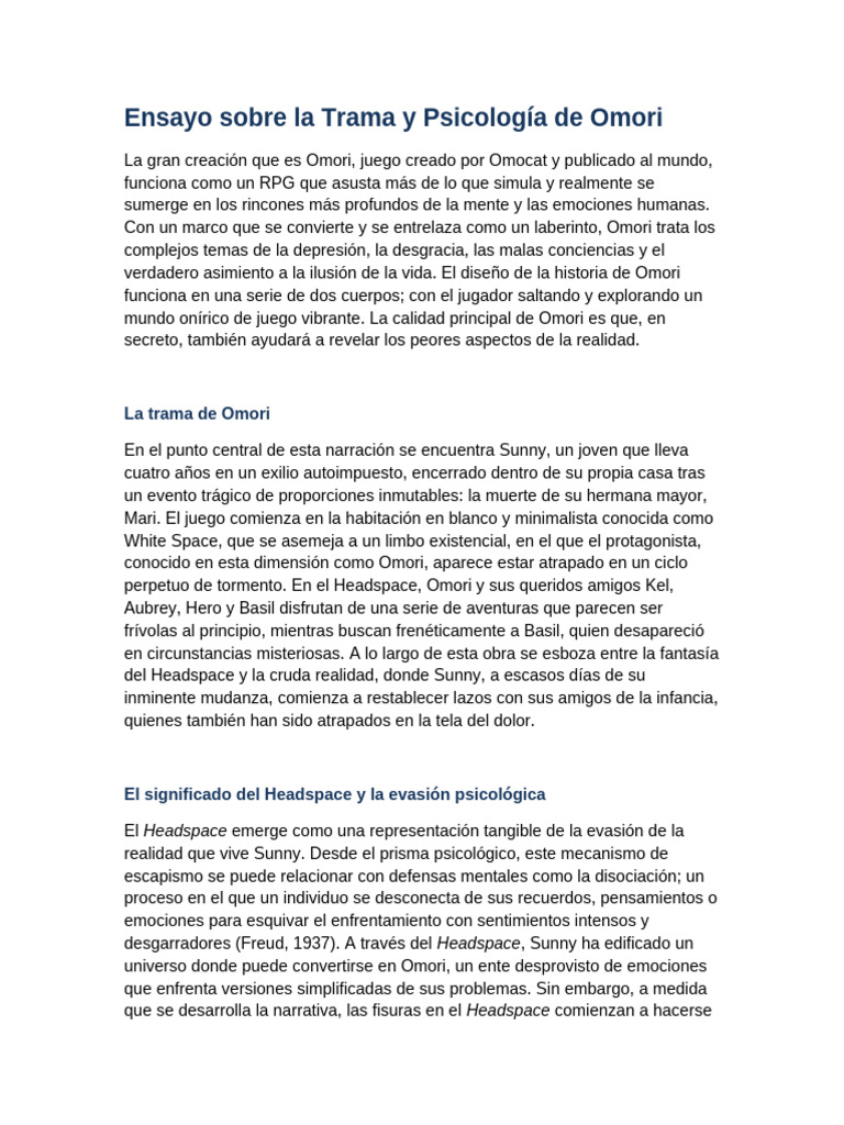 Psicología y Trama de Omori | PDF | Trauma psicólogico | Las emociones