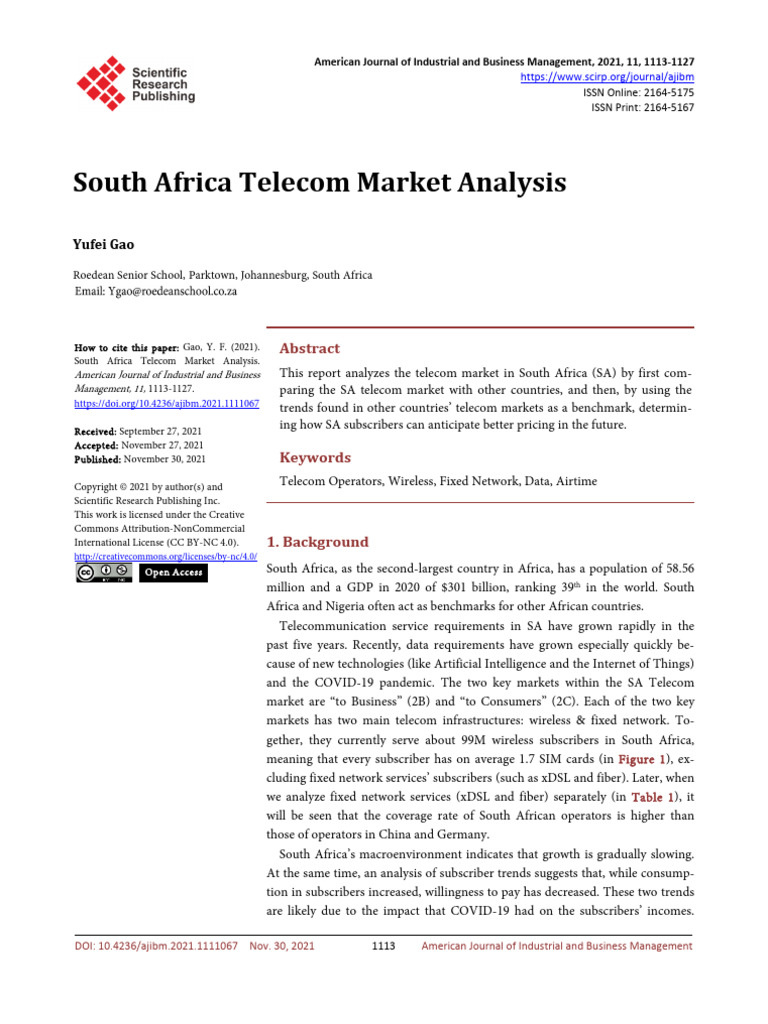South Africa Telecom Market Analysis | PDF | Prepaid Mobile Phone | Fiber To The X