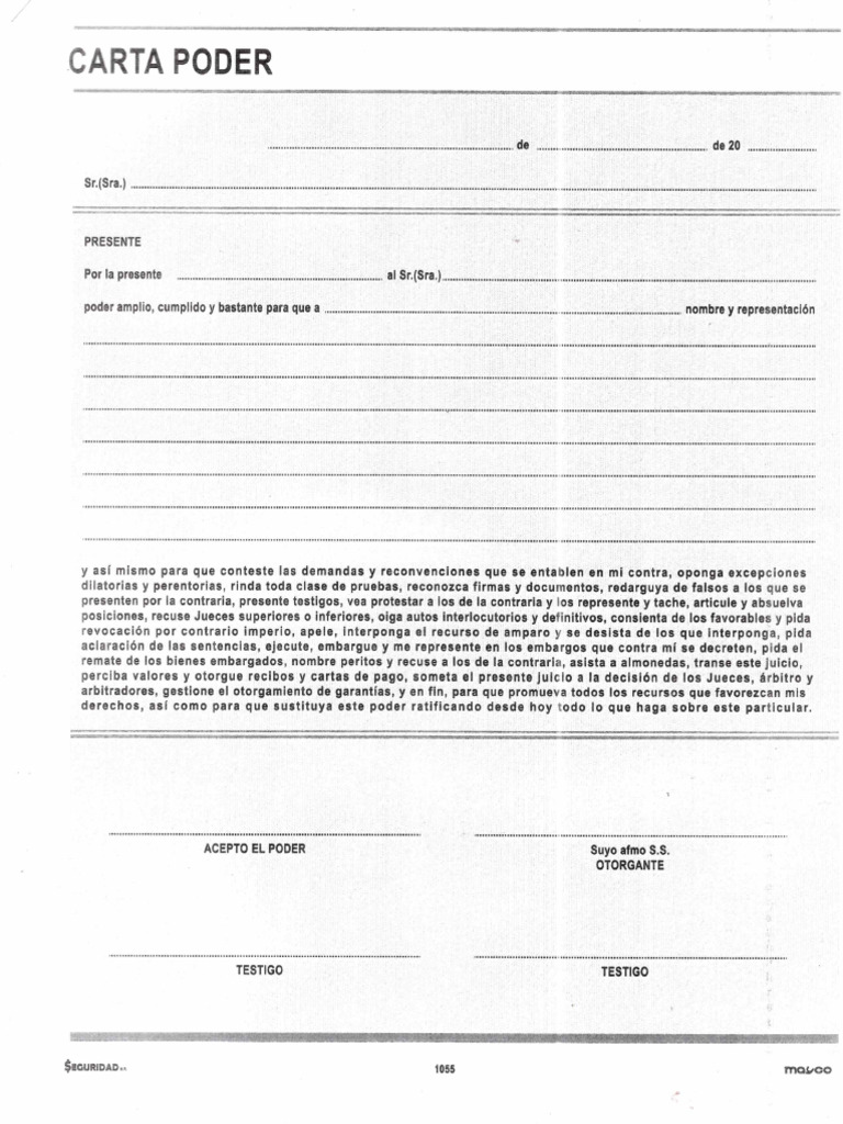 CARTA PODER CON TESTIGOS | PDF