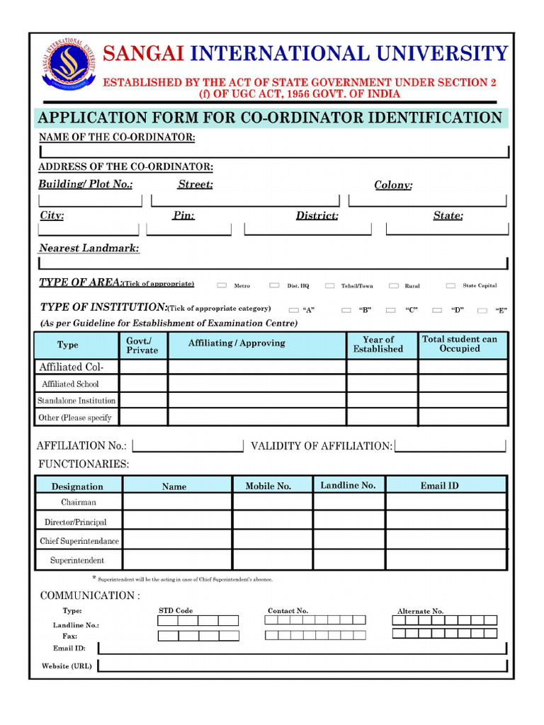 Coordinator Application Form (2) | PDF | Transport