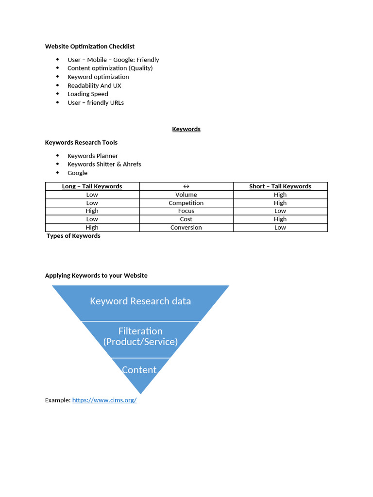Website Optimization Checklist | PDF | Search Engine Optimization | Internet Search