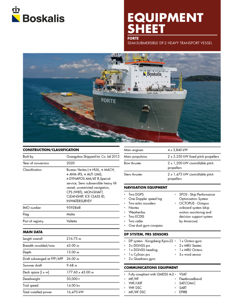 Heavy Transport Vessel Forte | PDF | Ships | Shipping