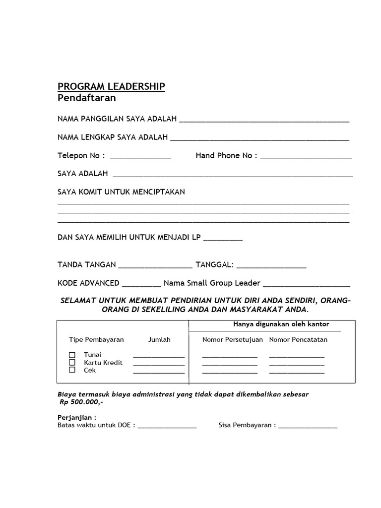 Form Registrasi Training | PDF
