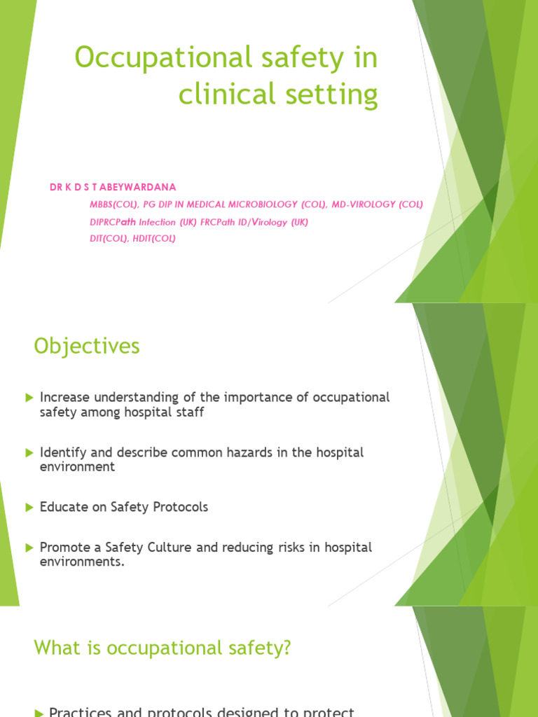 Occupational Safety in Clinical Setting 1.0 | PDF | Occupational Safety And Health | Personal ...