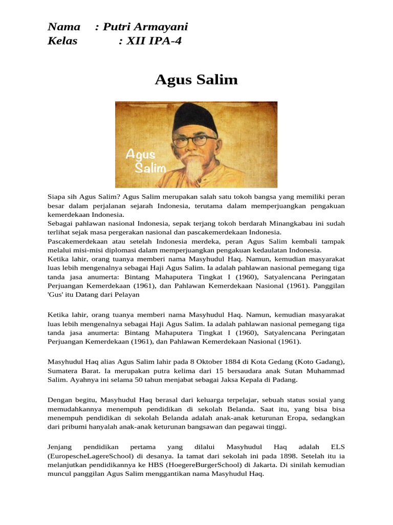 Biografi Agus Salim | PDF
