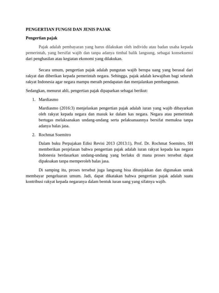 Pengertian Fungsi Dan Jenis Pajak | PDF Pengertian Fungsi Dan Jenis Pajak | PDF