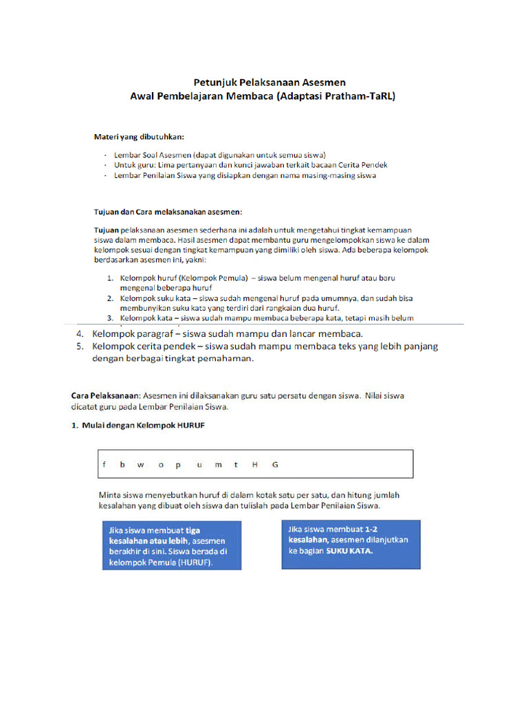 Pedoman Asesmen Literasi Model Pathram | PDF