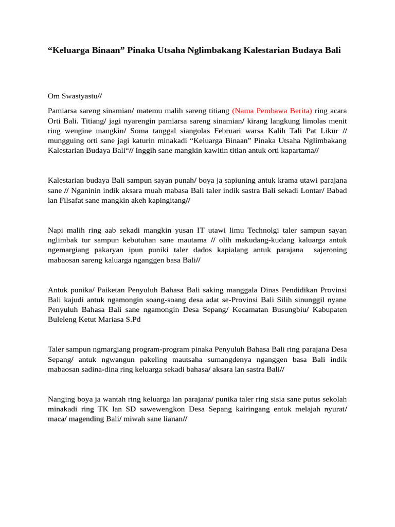 Teks Orti Bali Fix | PDF | Kajian Bahasa Asing