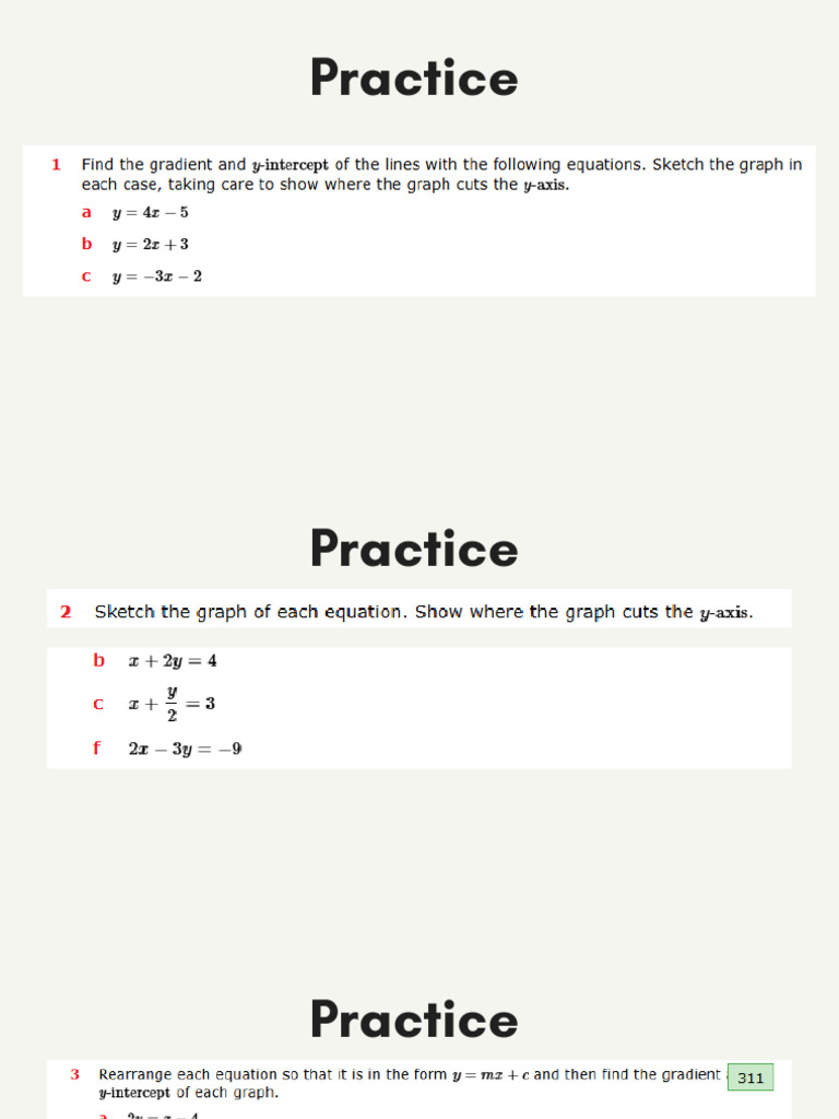 Straight Line Graph Practice | PDF