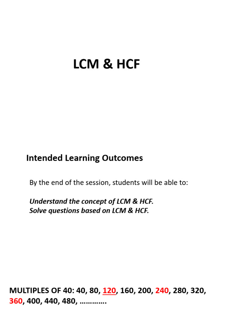 Lcm and Hcf class notes | PDF | Mathematics | Discrete Mathematics