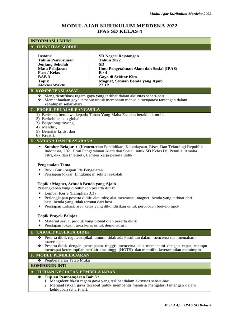 Modul Ajar Kel 3 Fiks | PDF