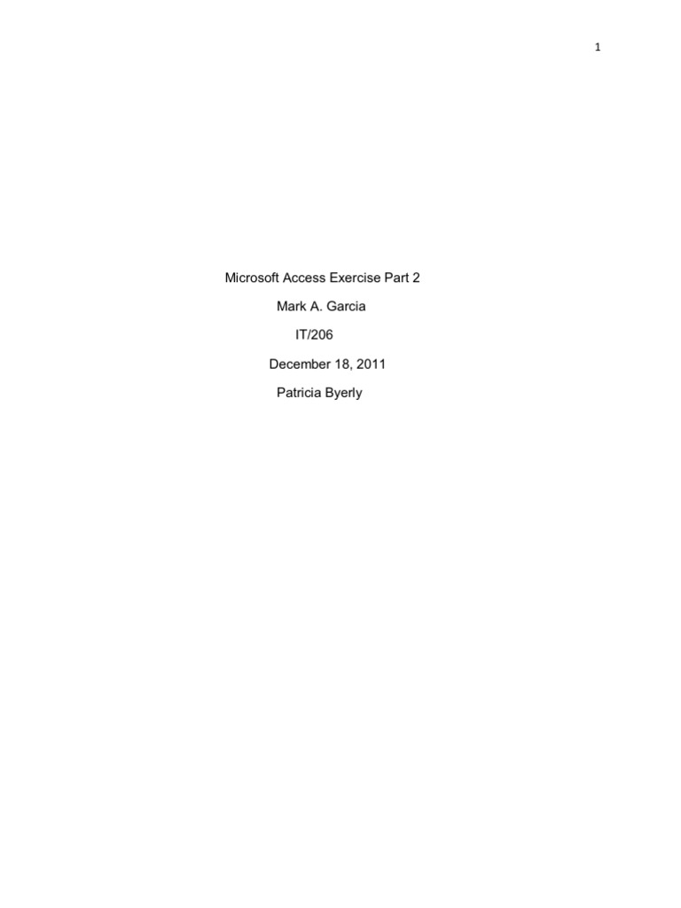 IT 206 Week 6 MS Access Exercise | PDF