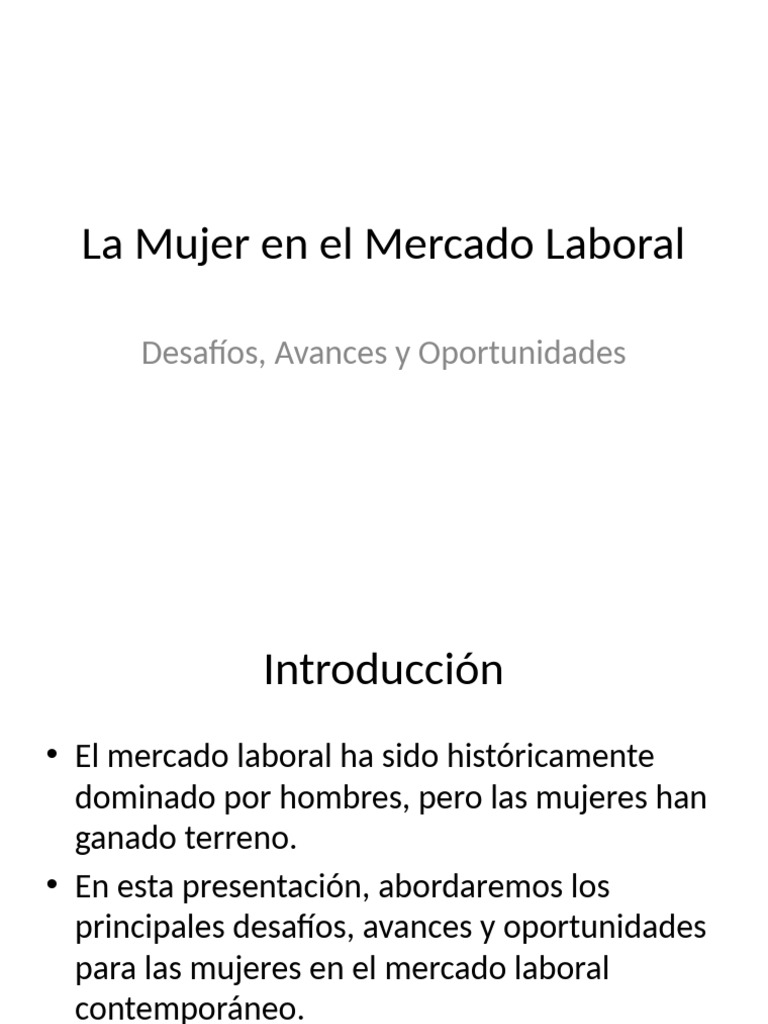 Mujeres en el Mercado Laboral: Retos y Avances | PDF | Negocios ...